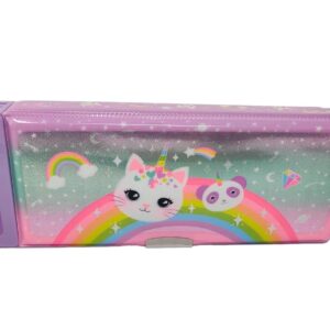 Hot Focus Caticorn Multifunction Pencil Case, Pencil Box with 2 Compartments for Girls. A Unique Stationery Set with Pop Out Calculator and Pencil Sharpener. Best Back to School Gift Set for Girls