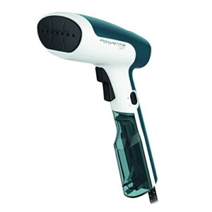 rowenta x-cel handheld steamer for clothes 15 second heatup, 2.4 ounce capacity 1150 watts portable, ironing, fabric steamer, garment steamer, vacation essentials, travel must have dr6131,green