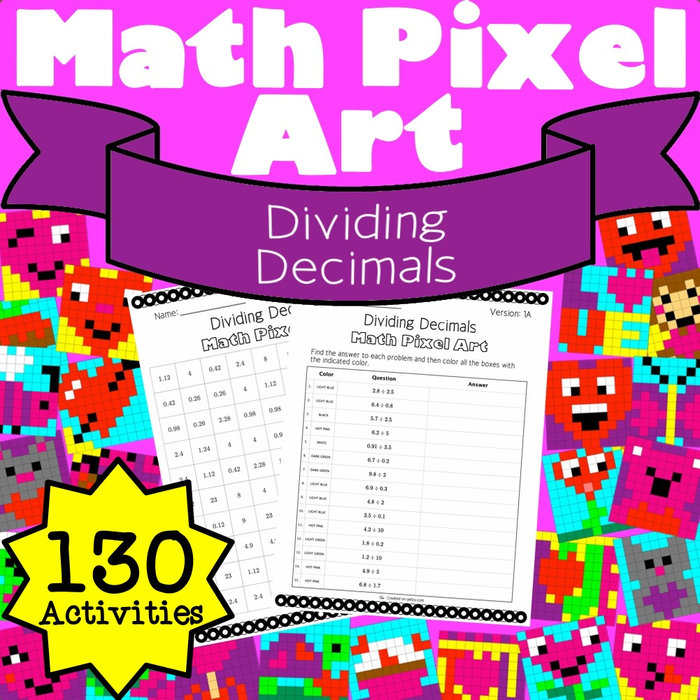 Valentine’s Day: Dividing Decimals Pixel Art Mystery Pictures