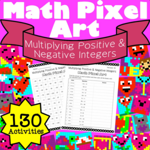 valentine’s day: multiplying positive & negative integers pixel art mystery pics