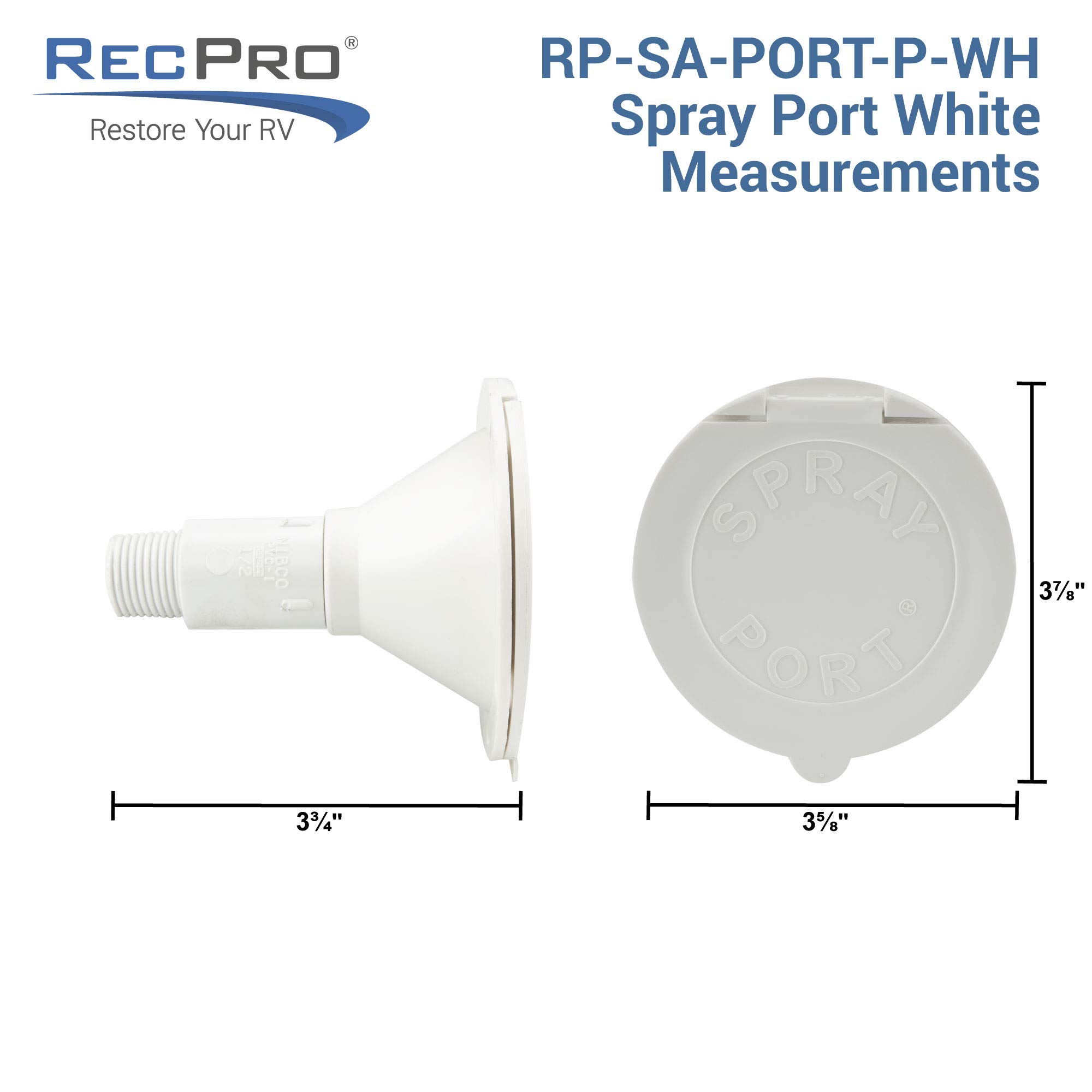 RecPro RV Exterior Spray Port Hook-Up Connector | Optional Hose with Sprayer or Quick Connector | RV Exterior Shower Port (White, Quick Connector)