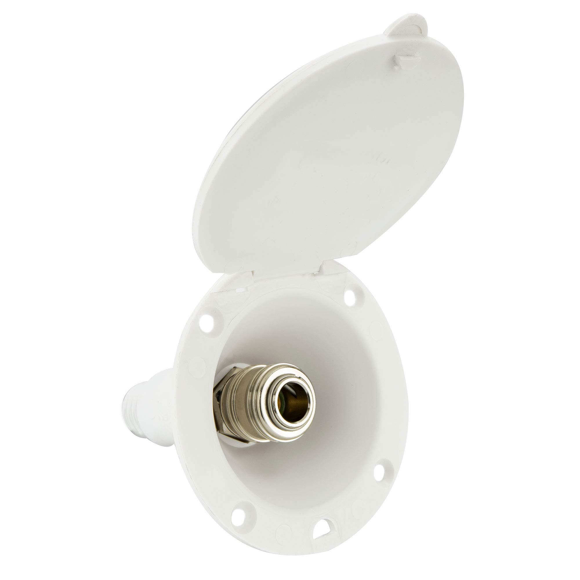 RecPro RV Exterior Spray Port Hook-Up Connector | Optional Hose with Sprayer or Quick Connector | RV Exterior Shower Port (White, Quick Connector)