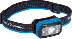 black diamond storm 400 waterproof headlamp, black, battery powered