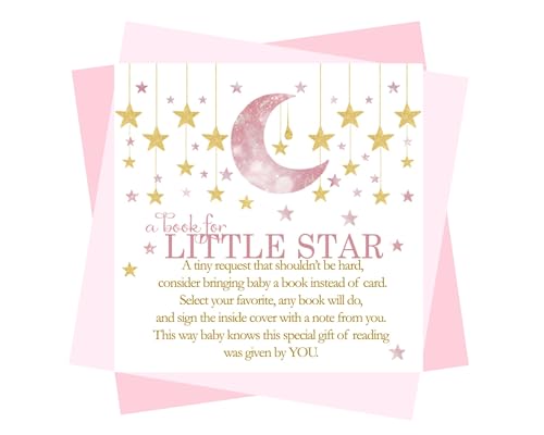 Twinkle Little Star Books for Baby Shower Cards, Invitation Inserts Girls Book Request, Bring Book Instead of Cards Poem, Cute Storybook-Theme Ideas, 25 Pack