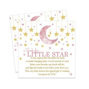 Twinkle Little Star Books for Baby Shower Cards, Invitation Inserts Girls Book Request, Bring Book Instead of Cards Poem, Cute Storybook-Theme Ideas, 25 Pack