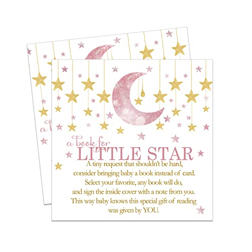 Twinkle Little Star Books for Baby Shower Cards, Invitation Inserts Girls Book Request, Bring Book Instead of Cards Poem, Cute Storybook-Theme Ideas, 25 Pack