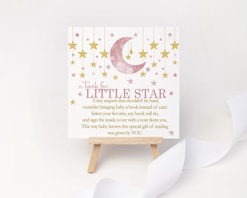 Twinkle Little Star Books for Baby Shower Cards, Invitation Inserts Girls Book Request, Bring Book Instead of Cards Poem, Cute Storybook-Theme Ideas, 25 Pack