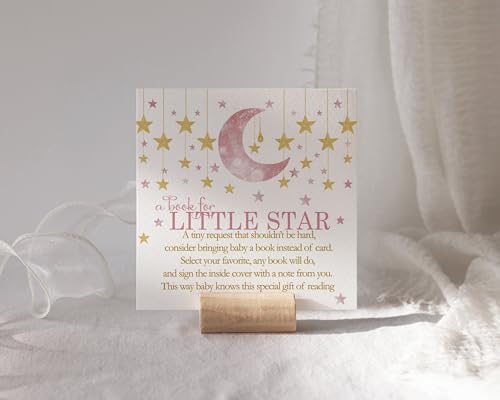 Twinkle Little Star Books for Baby Shower Cards, Invitation Inserts Girls Book Request, Bring Book Instead of Cards Poem, Cute Storybook-Theme Ideas, 25 Pack