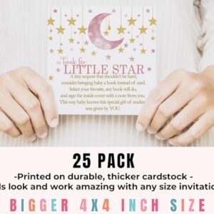 Twinkle Little Star Books for Baby Shower Cards, Invitation Inserts Girls Book Request, Bring Book Instead of Cards Poem, Cute Storybook-Theme Ideas, 25 Pack