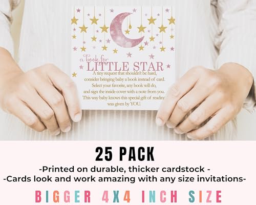 Twinkle Little Star Books for Baby Shower Cards, Invitation Inserts Girls Book Request, Bring Book Instead of Cards Poem, Cute Storybook-Theme Ideas, 25 Pack