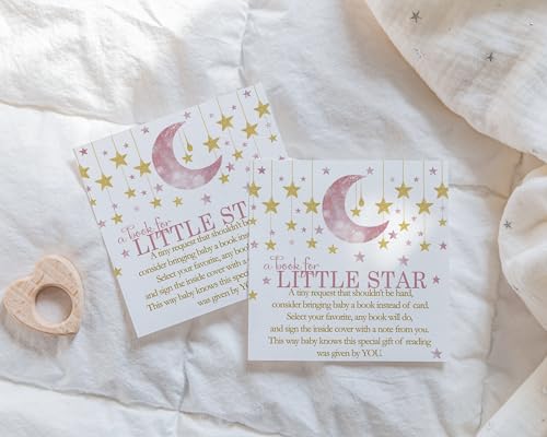 Twinkle Little Star Books for Baby Shower Cards, Invitation Inserts Girls Book Request, Bring Book Instead of Cards Poem, Cute Storybook-Theme Ideas, 25 Pack