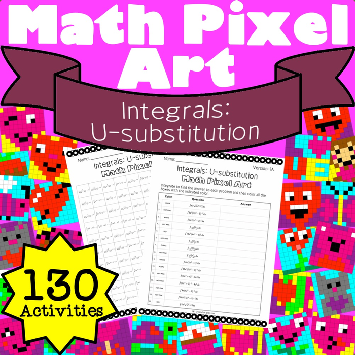 Valentine’s Day: Integrals U-substitution Pixel Art Mystery Pictures