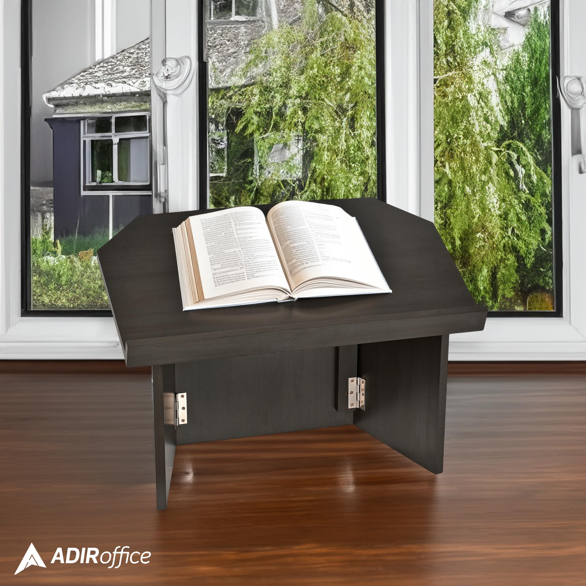 AdirOffice Tabletop Podium, Folding Podium Ideal as a Tabletop Lectern, Black