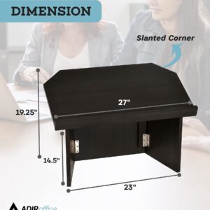 AdirOffice Tabletop Podium, Folding Podium Ideal as a Tabletop Lectern, Black