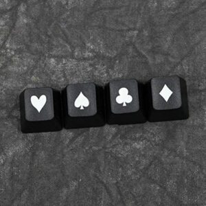 mugen custom black poker 4pc keycaps set for cherry mx switches - fits most mechanical gaming keyboards - with keycap puller