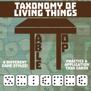 tabletop science -- taxonomy of living things -- game-based small group practice