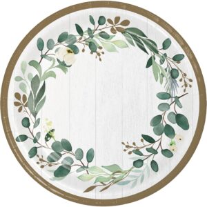 creative converting 346145 eucaplytus border luncheon paper plates, 8 count, 10", multi-color