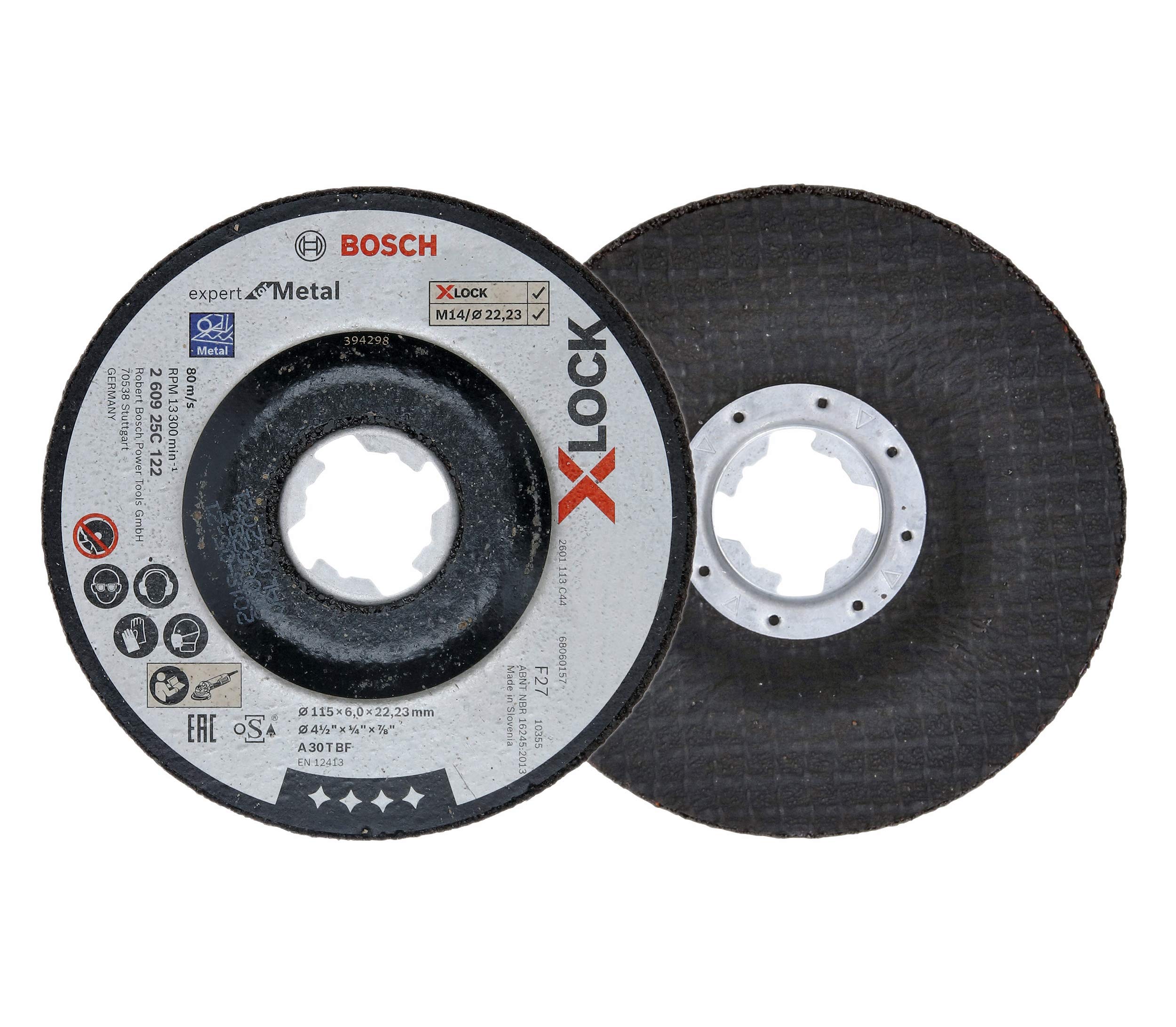 Bosch Professional 260925C122 Expert Grinding Disc (Metal, X-Lock, Ø 115 mm, bore Ø 22.23 mm, Angle Grinder Accessories)