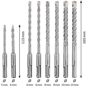 Bosch Professional 260925C090 8 Stück Hammerbohrer SDS Plus Set (Beton, Zubehör Bohrhammer) 8-Piece Bit (Concrete, Accessory Hammer Drill)