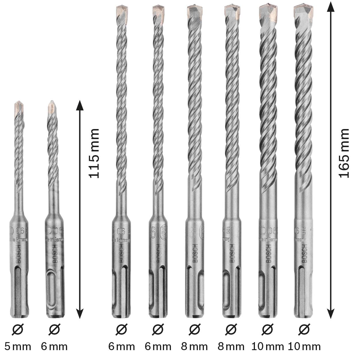 Bosch Professional 260925C090 8 Stück Hammerbohrer SDS Plus Set (Beton, Zubehör Bohrhammer) 8-Piece Bit (Concrete, Accessory Hammer Drill)