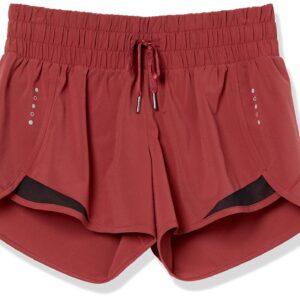 Amazon Essentials Women's Standard-Fit Ruched Waistband Woven Running Short (Previously Core 10), Ruby Red, Medium