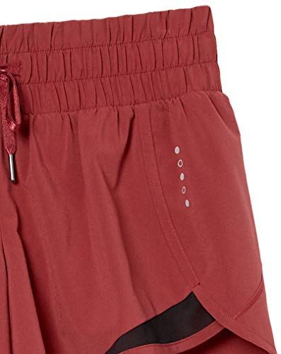 Amazon Essentials Women's Standard-Fit Ruched Waistband Woven Running Short (Previously Core 10), Ruby Red, Medium