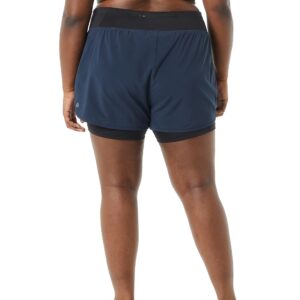 Amazon Essentials Women's Standard-fit Knit Waistband 2-in-1 Woven Running Short (Previously Core 10), Navy/Black, 2X