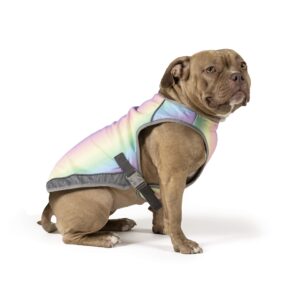 canada pooch dog cooling vest - evaporative cooling vest for dogs with breathable mesh material & reflective lining, adjustable dog cooling vest (26 (25-27" back length), rainbow)