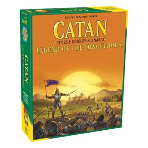 catan legend of the conquerors scenario for catan cities and knights board game expansion | family board game | adventure board game | ages 12+ | for 3 to 4 players | made by catan studio