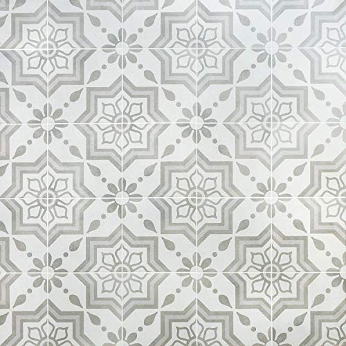 Sintra Silver Sky 9 in. x 9 in. Matte Porcelain Encaustic Backsplash, Kitchen, Bathroom, Floor and Wall Tile (20 Pieces, 10.65 Sq. Ft. / Case)