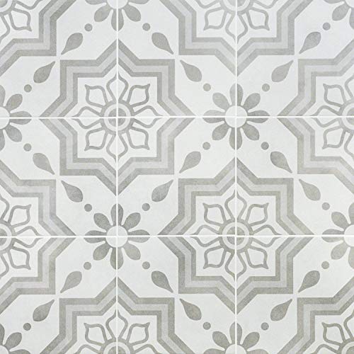 Sintra Silver Sky 9 in. x 9 in. Matte Porcelain Encaustic Backsplash, Kitchen, Bathroom, Floor and Wall Tile (20 Pieces, 10.65 Sq. Ft. / Case)