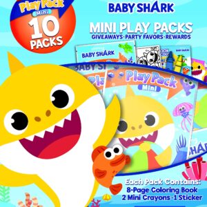 Bendon Mini Play Packs, Each with Mini Coloring Book, 2 Mini Crayons, and a Sticker,10-Pack (Baby Shark)