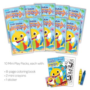 Bendon Mini Play Packs, Each with Mini Coloring Book, 2 Mini Crayons, and a Sticker,10-Pack (Baby Shark)