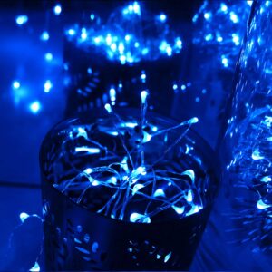 12 Pack Fairy Lights Battery Operated with Timer 6.5feet Silver Wire 20 LEDs Waterproof 8 Modes Twinkle Lights for Garden Bedroom Wedding Christmas Party Mason Jar Decor Celebration Lighting (Blue)