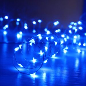 12 Pack Fairy Lights Battery Operated with Timer 6.5feet Silver Wire 20 LEDs Waterproof 8 Modes Twinkle Lights for Garden Bedroom Wedding Christmas Party Mason Jar Decor Celebration Lighting (Blue)