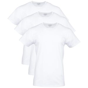 gildan men's cotton stretch t-shirts, multipack, artic white (crew 3-pack), large