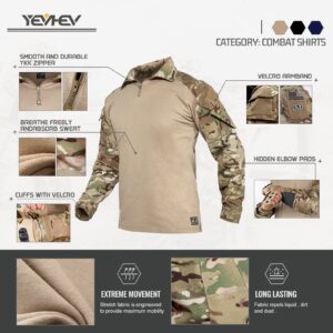 YEVHEVE G3 Camouflage Shirt with Elbow Pads for Men Tactical Hunting Uniform Paintball Gear X-Large