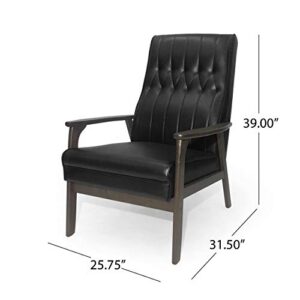 Christopher Knight Home Judy Accent Chair, Matte Black, Walnut