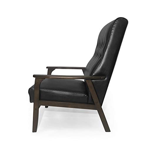 Christopher Knight Home Judy Accent Chair, Matte Black, Walnut