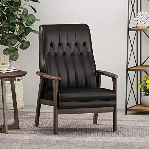 Christopher Knight Home Judy Accent Chair, Matte Black, Walnut