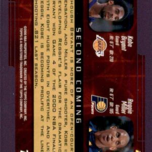 2000-01 Topps #292 Kobe Bryant/Reggie Miller Los Angeles Lakers/Indiana Pacers NBA Basketball Trading Card