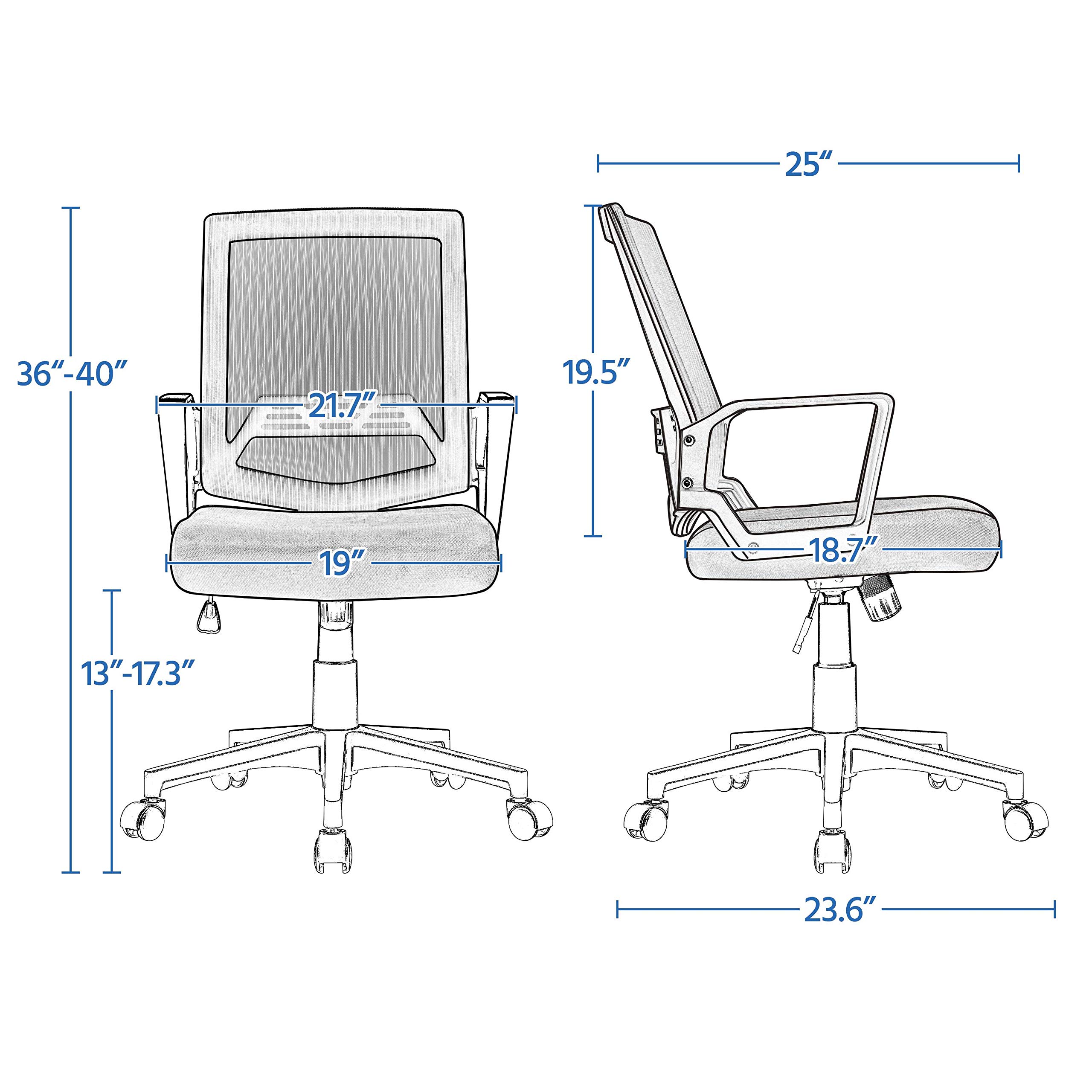 Topeakmart Mordern Comfort Swivel Fabric Home Office Task Chair with Arms and Adjustable Height Suitable for Computer Working and Meeting and Reception Place