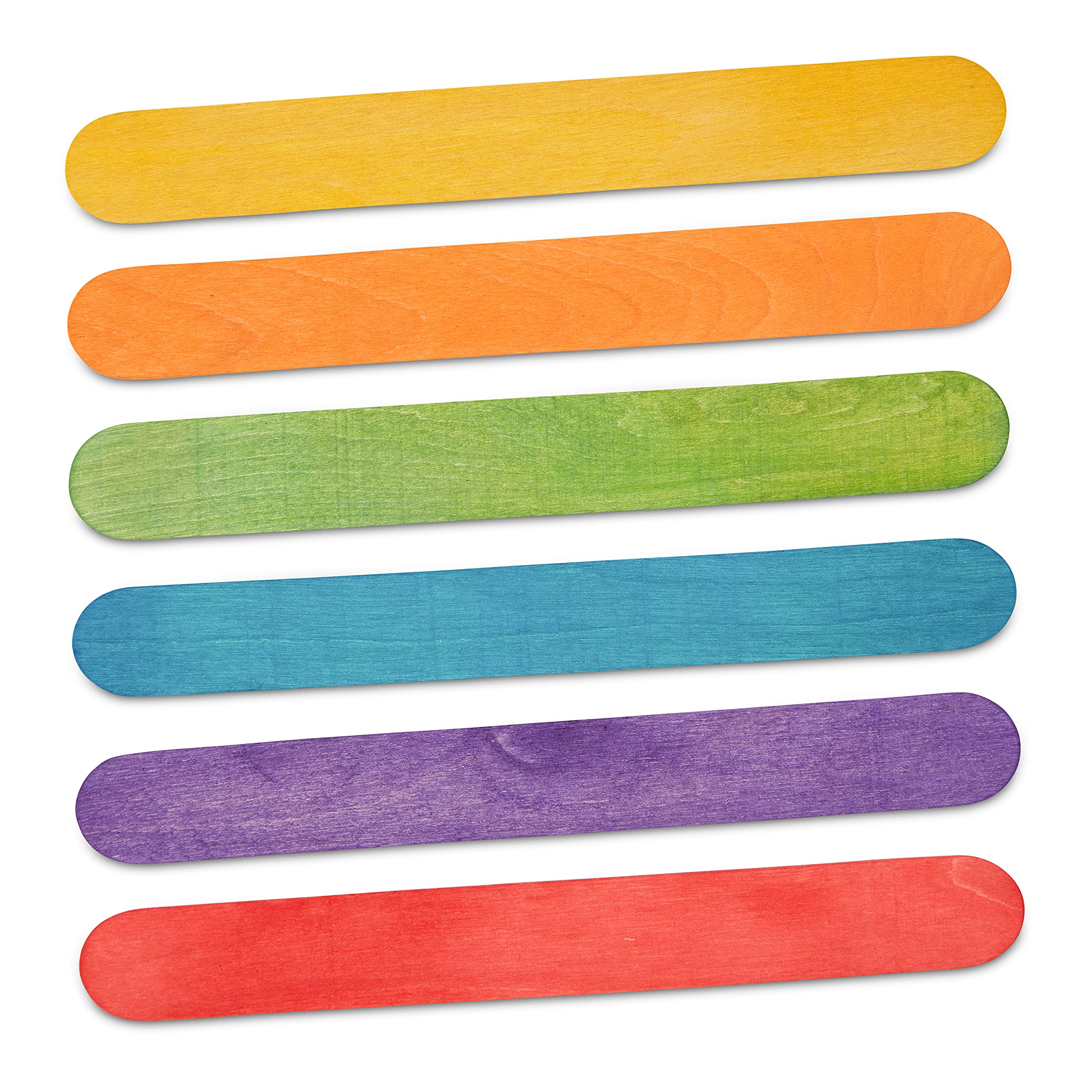 Colored Popsicle Sticks for Crafts, Large Colored Craft Sticks, Pack of 100, Each Stick 6" Long x 3/4" Wide, by Woodpeckers