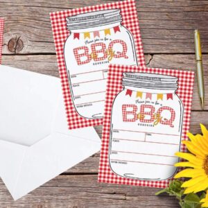 BabyQ BBQ Baby Shower Invitations For Girl or Boy, Diaper Raffle Cards Included, 20 Invites