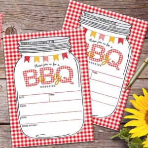 BabyQ BBQ Baby Shower Invitations For Girl or Boy, Diaper Raffle Cards Included, 20 Invites