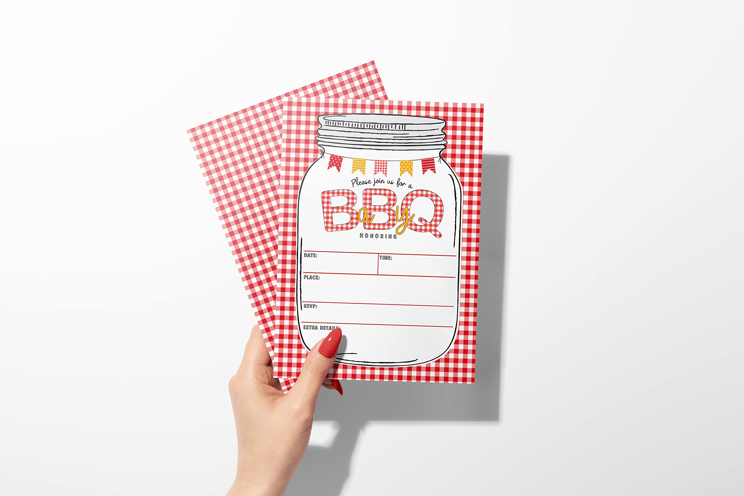 BabyQ BBQ Baby Shower Invitations For Girl or Boy, Diaper Raffle Cards Included, 20 Invites