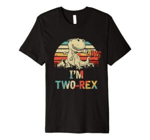 raws i'm two-rex 2nd birthday boy kid dinosaur premium t-shirt