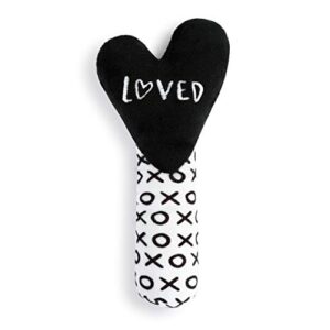 xoxo black white loved 7 inch polyester children's stuffed activity rattle toy