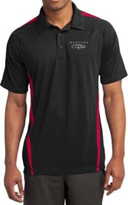 ford mustang with grill pocket print colorblock polo, black red 3xl