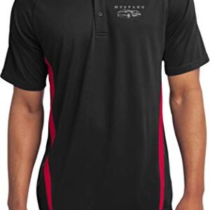 Ford Mustang with Grill Pocket Print Colorblock Polo, Black Red 3XL